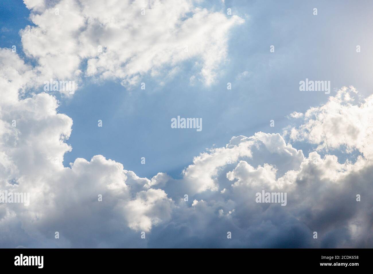 Sunny sky with white clouds. Scenic sky background Stock Photo - Alamy