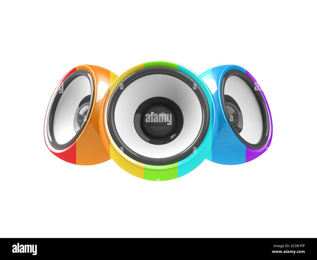 multicolored audio system isolated on white backgr Stock Photo - Alamy