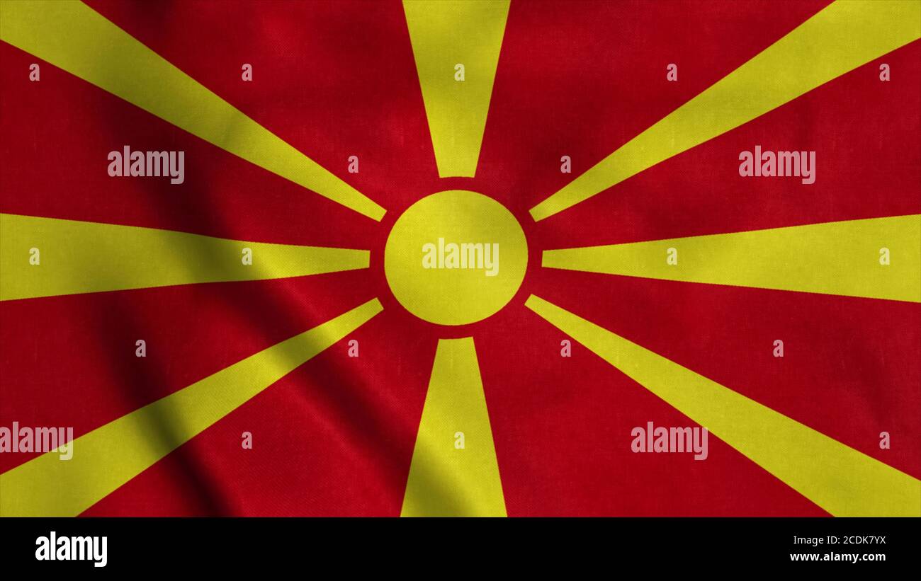 The national flag of Macedonia is flying in the wind. 3d rendering ...