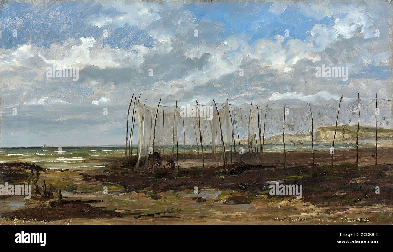 Bartholdi Frederic Auguste - Scène De Plage a Pourville Pays De Caux ...