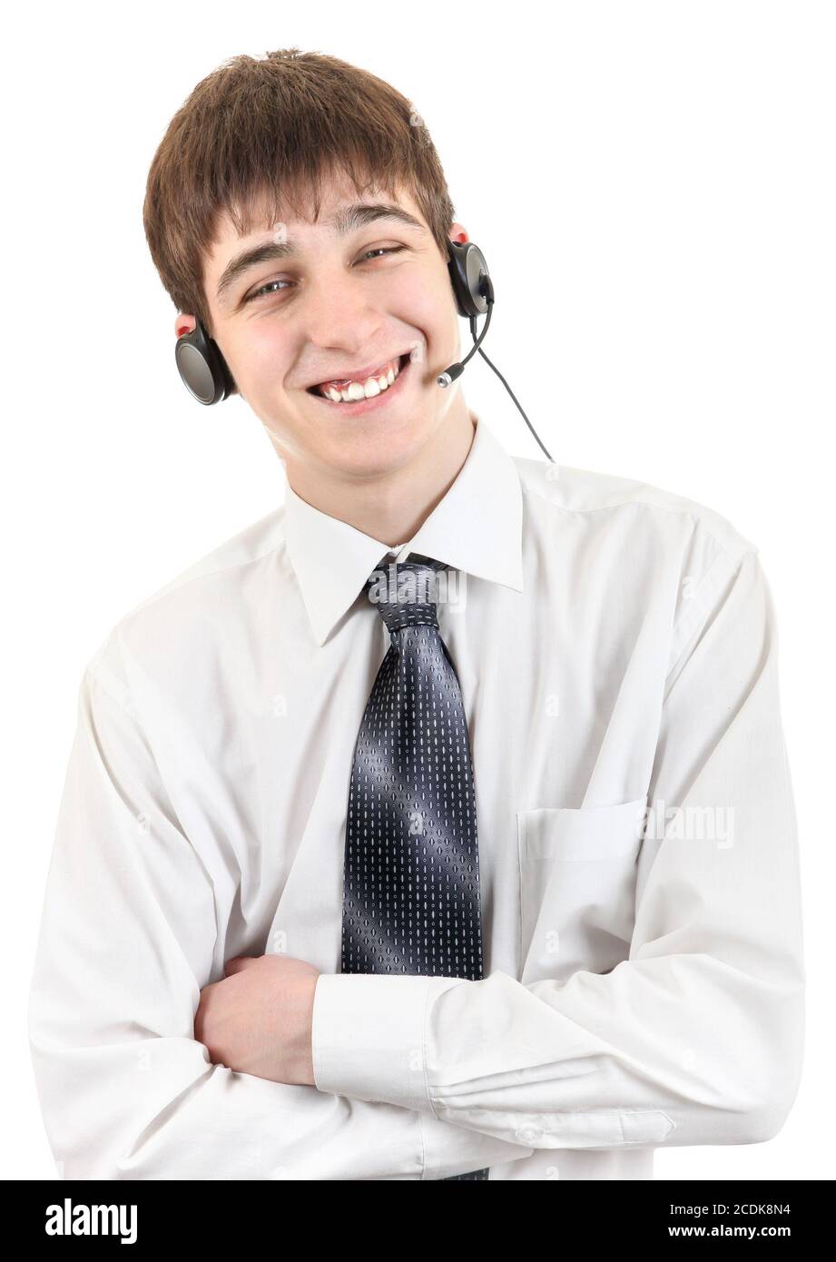 Headset microphone young man hi-res stock photography and images - Alamy