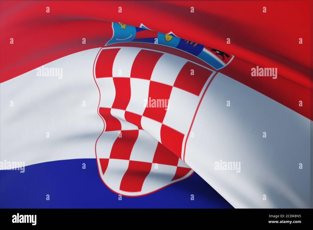 Waving flags of the world - flag of Croatia. Closeup view, 3D ...