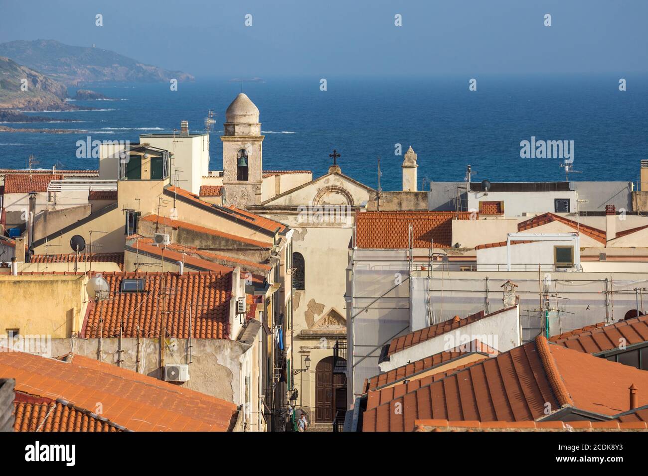 Italy, Sardinia, Alghero, View of historical center Stock Photo - Alamy