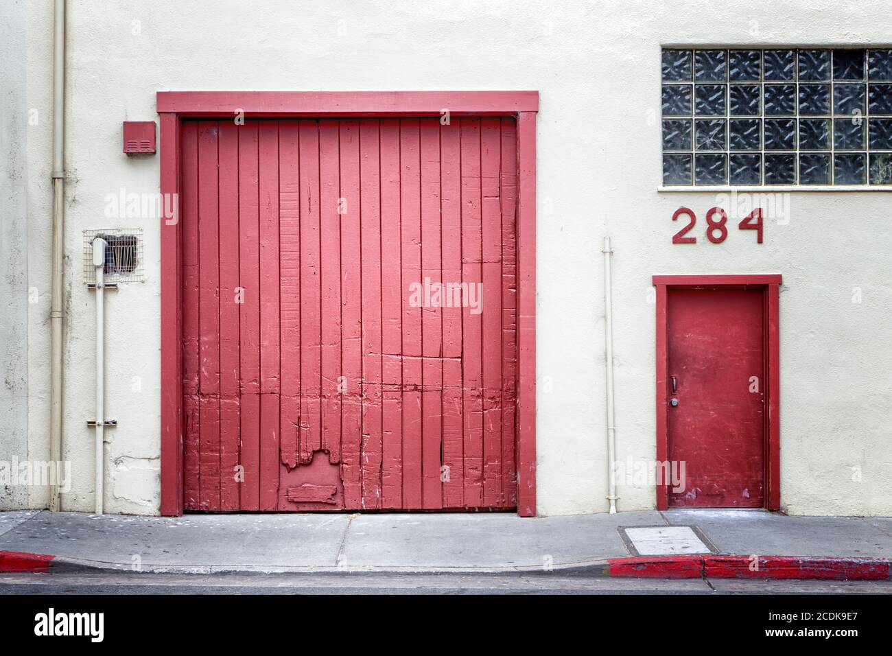 Distressed Red Doors Backdrop or Background Stock Photo - Alamy