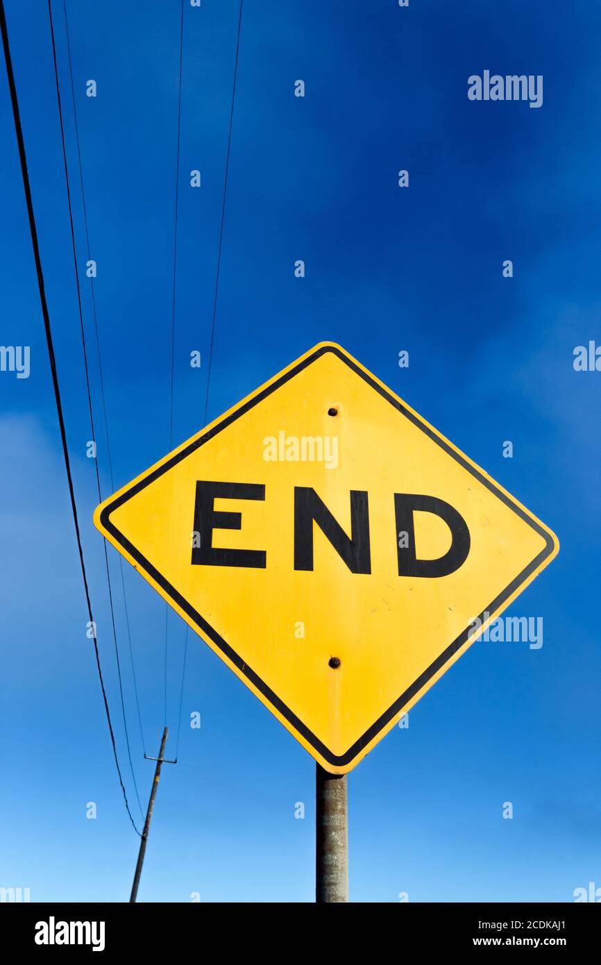 Road Sign Displaying End Stock Photo - Alamy
