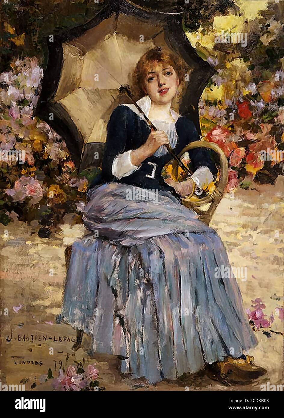 Bastien-Lepage Jules - Girl with a Sunshade - French School - 19th and ...