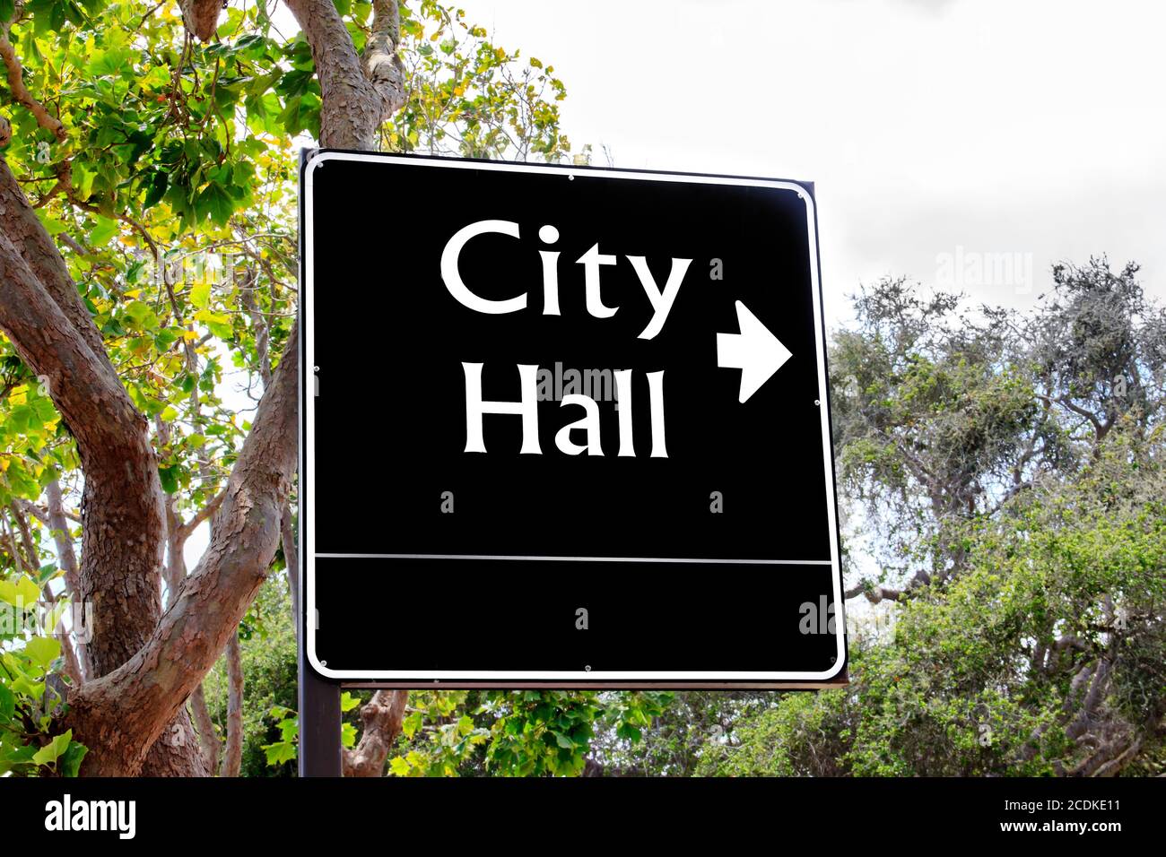Arrowed City Hall Sign Stock Photo - Alamy