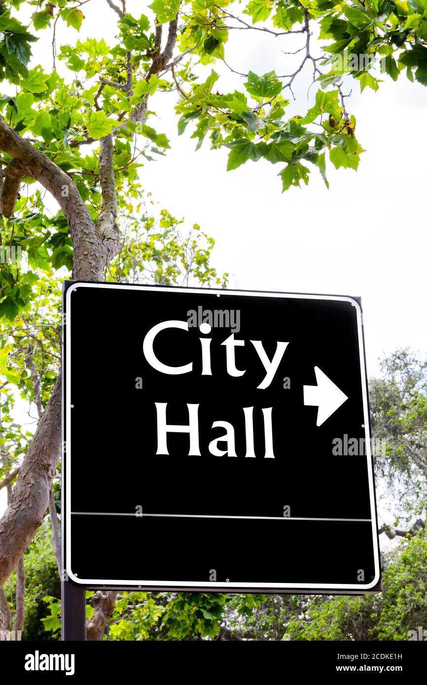 Arrowed City Hall Sign Stock Photo - Alamy