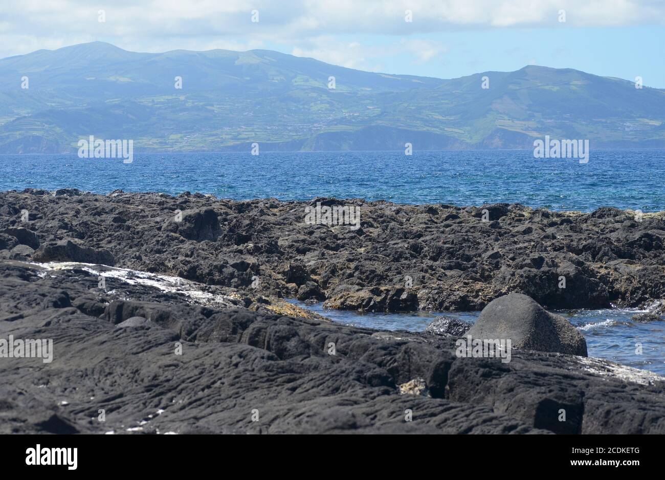 Faial island seen from Pico across the Faial-Pico Channel, Azores ...