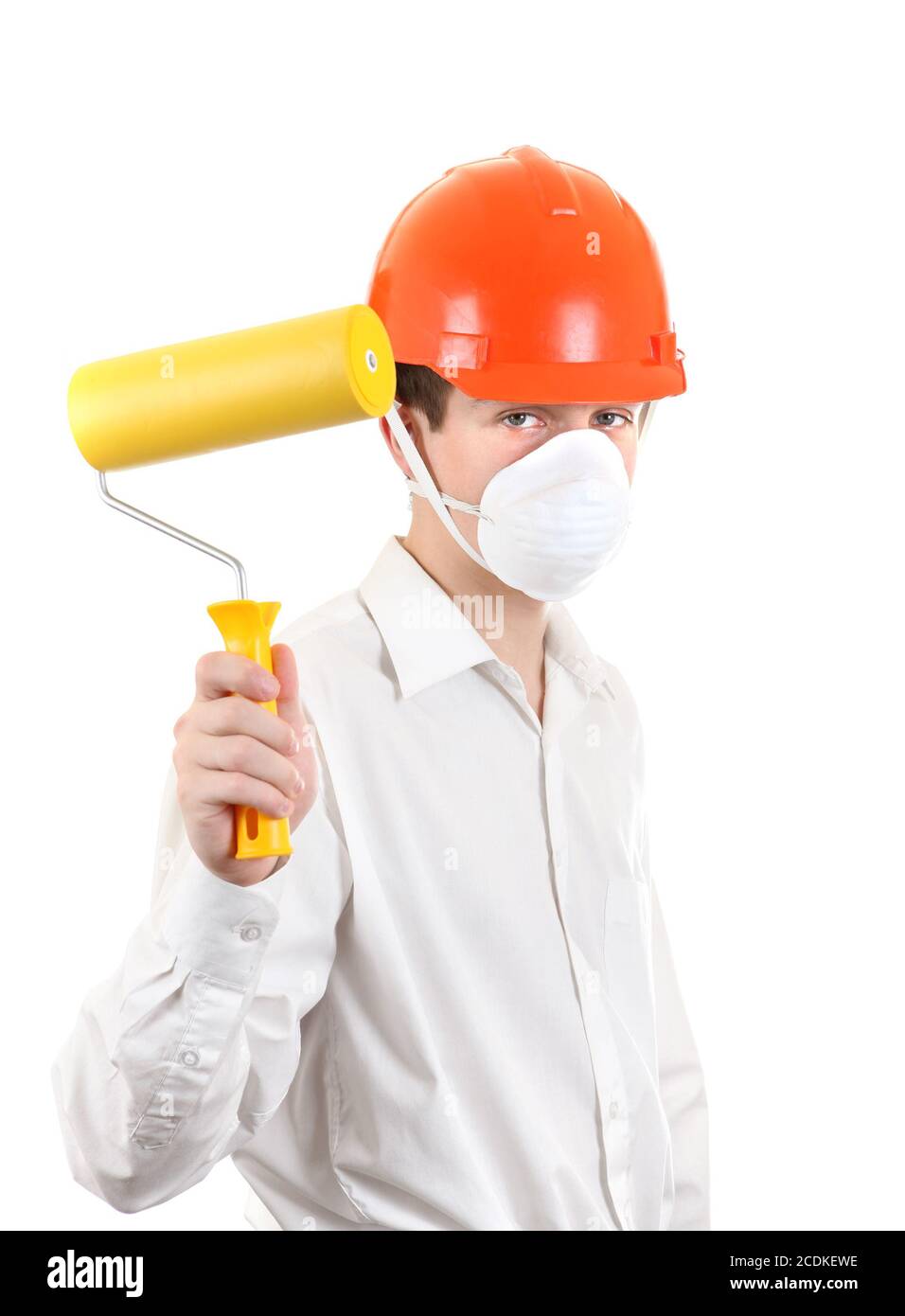 Young Man with Paint Roller Stock Photo - Alamy