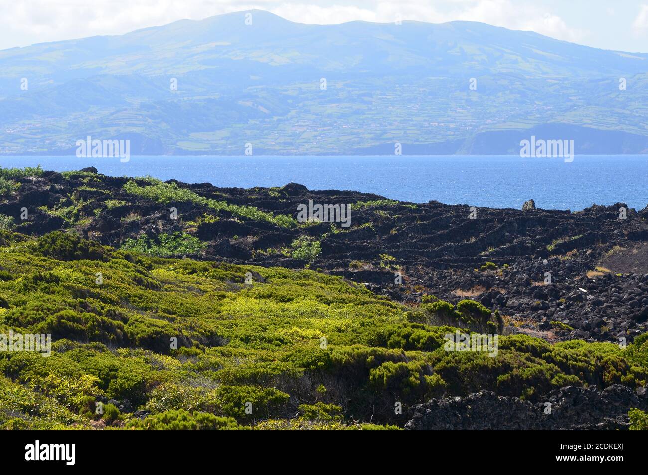 Faial island seen from Pico across the Faial-Pico Channel, Azores ...