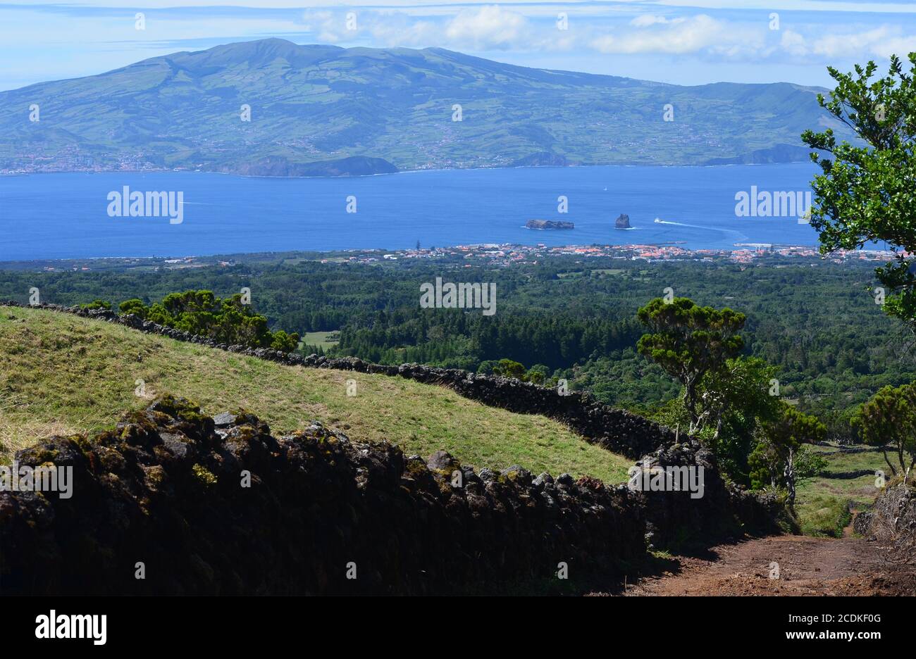 Faial island seen from Pico across the Faial-Pico Channel, Azores ...