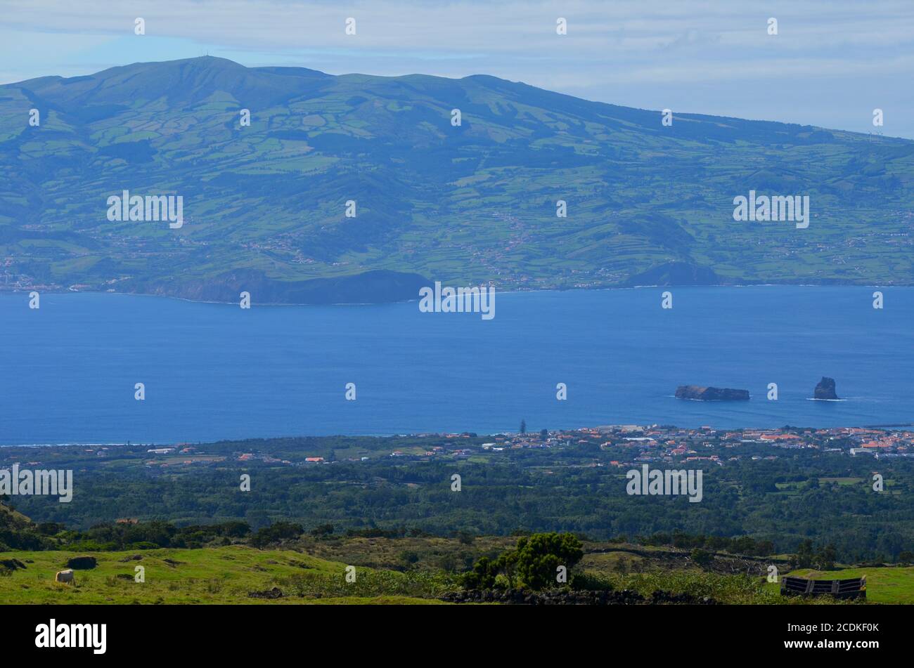 Faial island seen from Pico across the Faial-Pico Channel, Azores ...