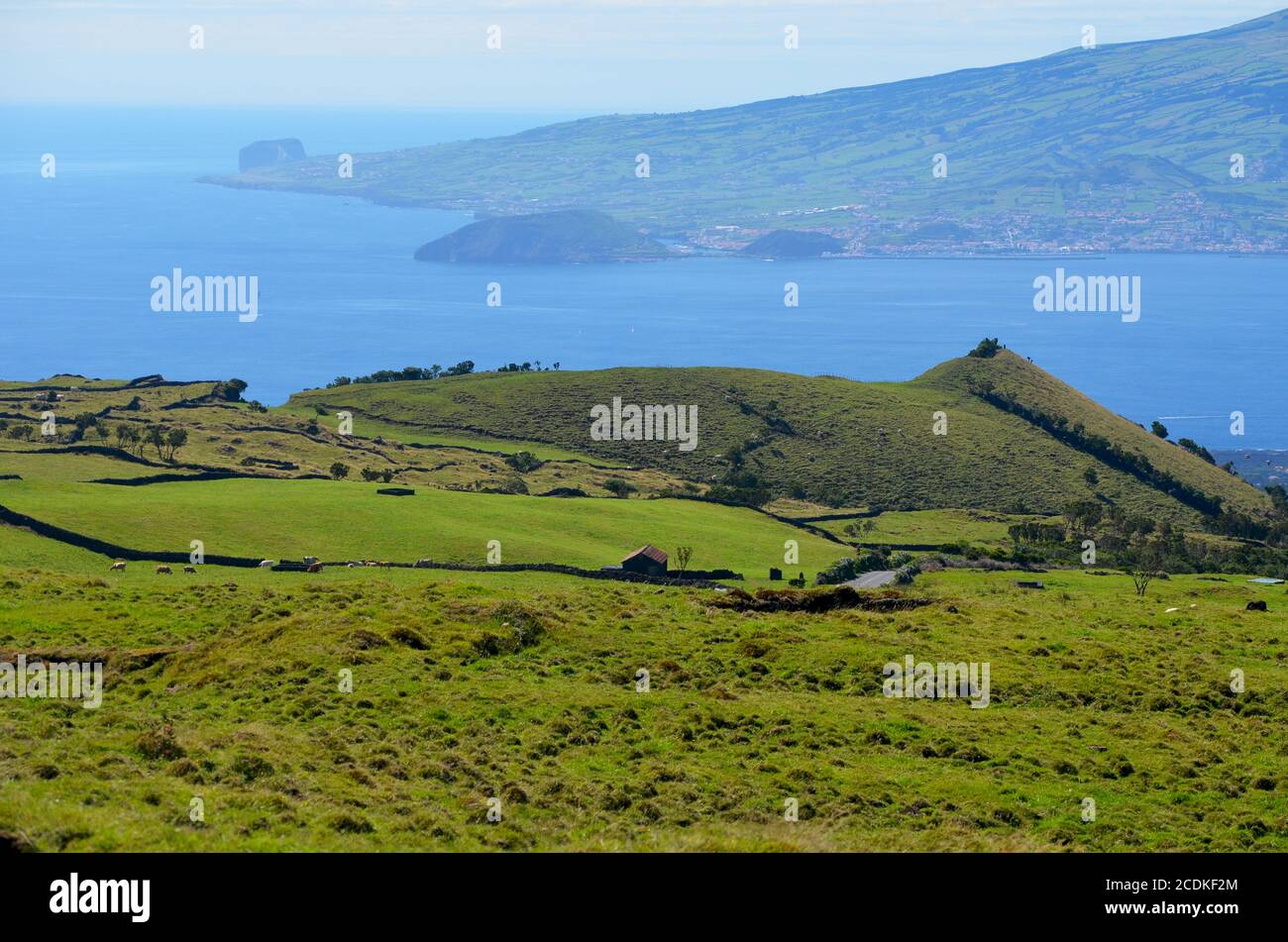 Faial island seen from Pico across the Faial-Pico Channel, Azores ...