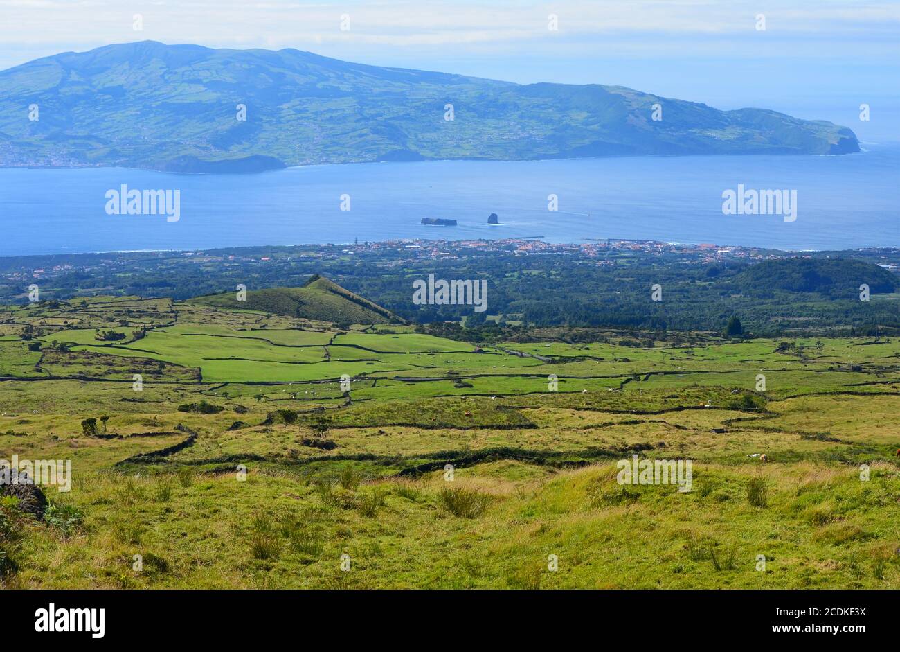 Faial island seen from Pico across the Faial-Pico Channel, Azores ...