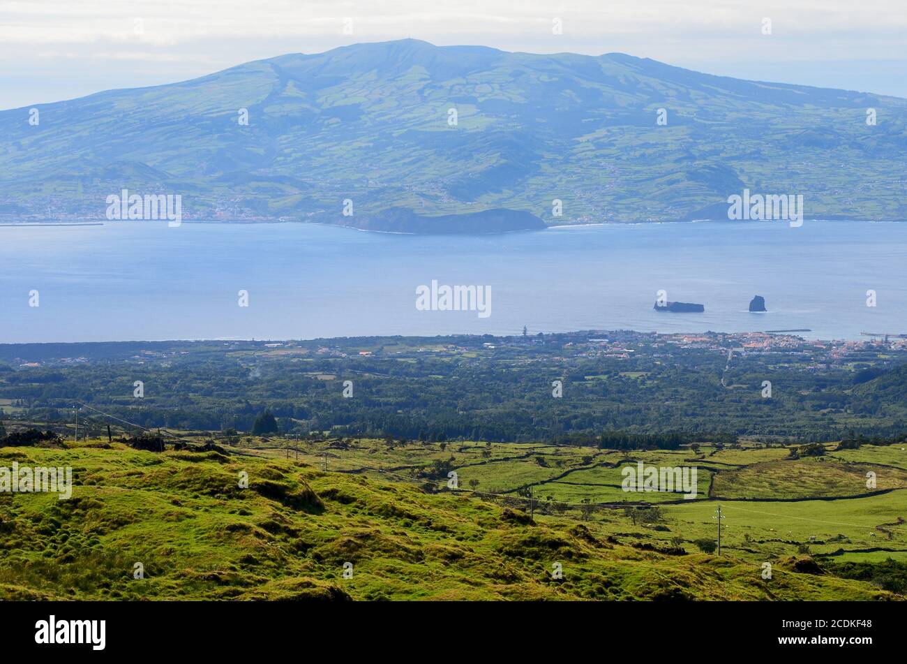 Faial island seen from Pico across the Faial-Pico Channel, Azores ...
