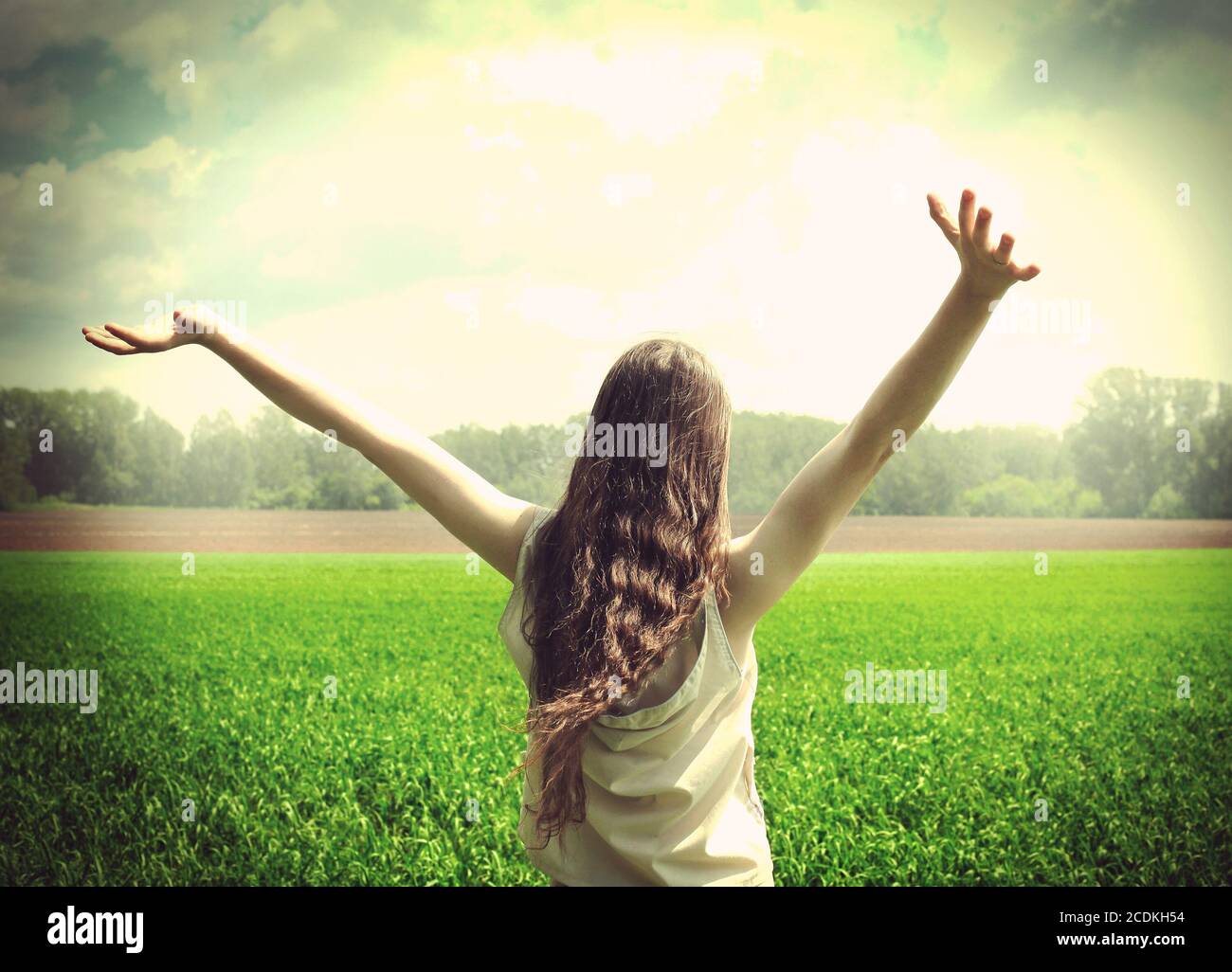 Happy Girl Outdoor Stock Photo - Alamy