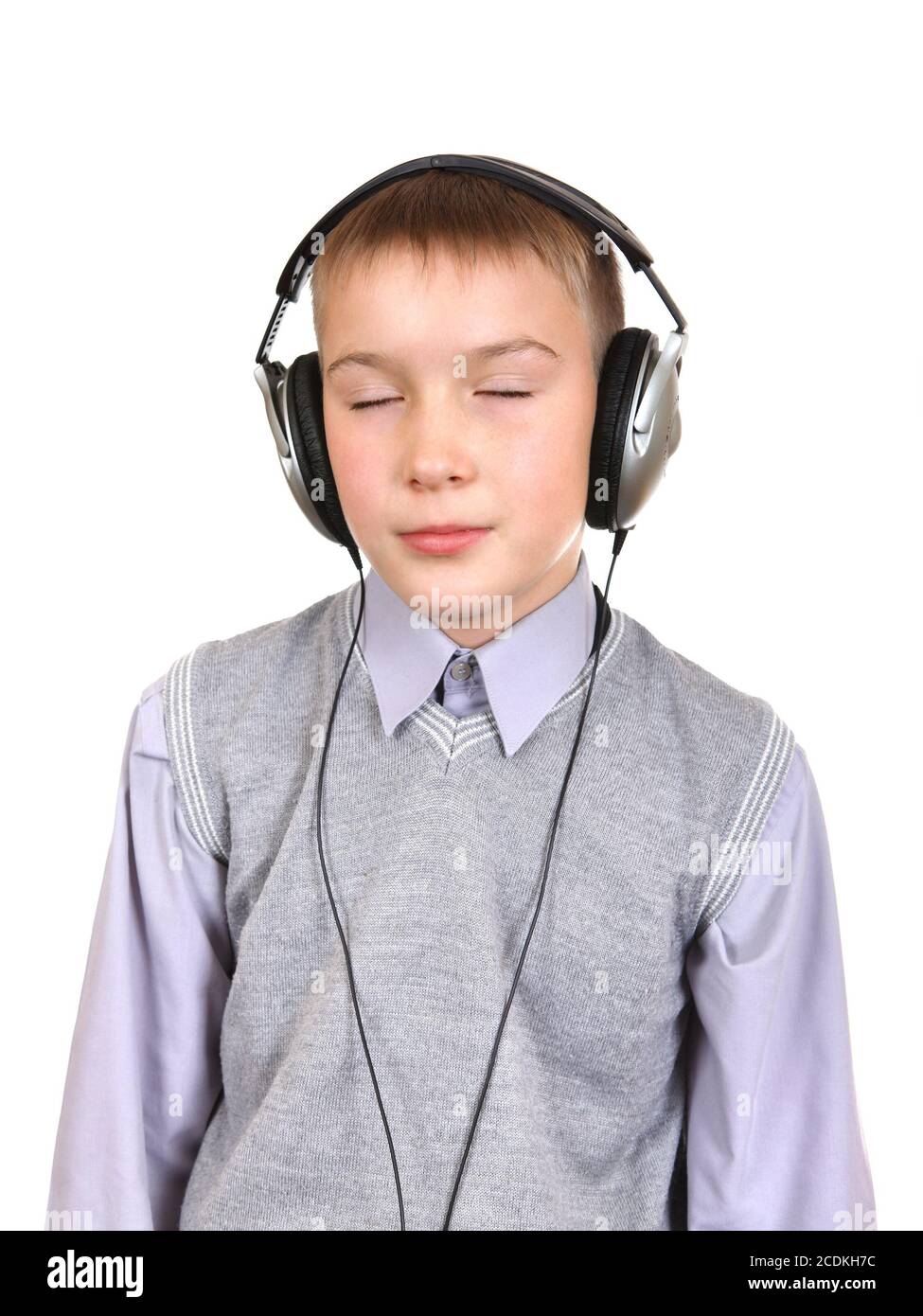 Boy in Headphones Stock Photo - Alamy