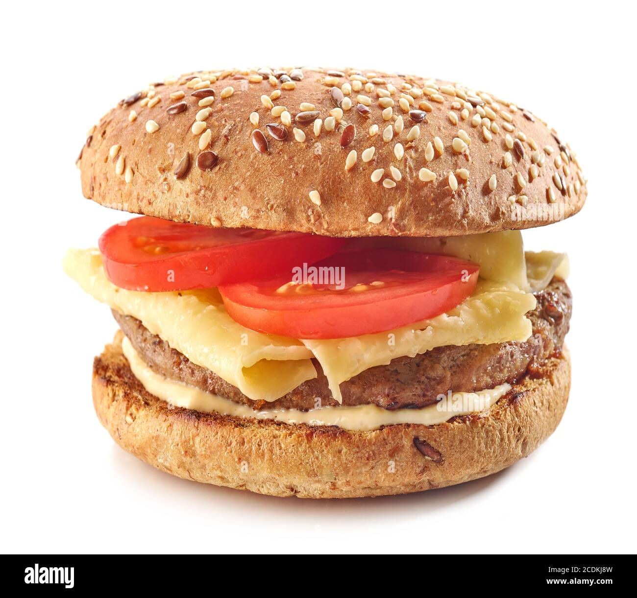 fresh tasty cheeseburger isolated on white background Stock Photo - Alamy