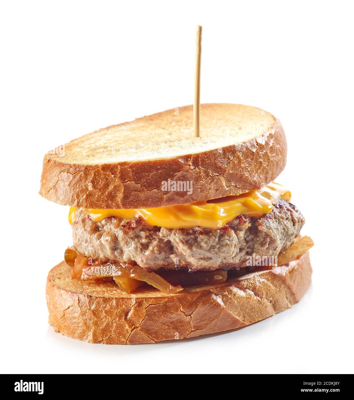 toasted bread with burger meat isolated on white background Stock Photo ...