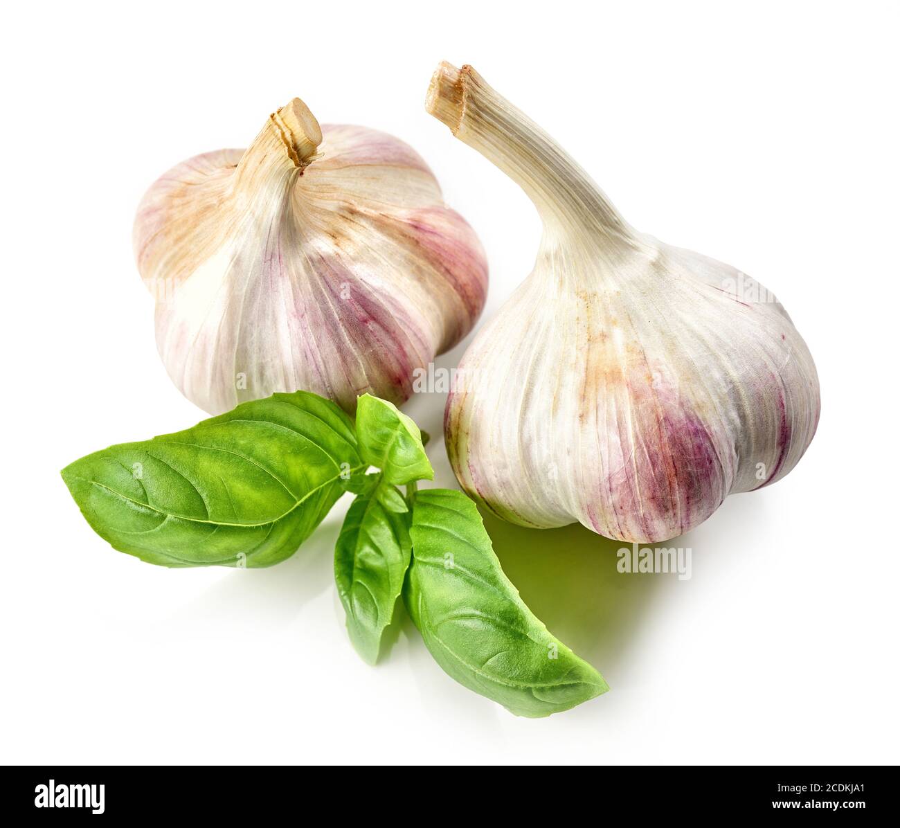 garlic and basil isolated on white background Stock Photo - Alamy