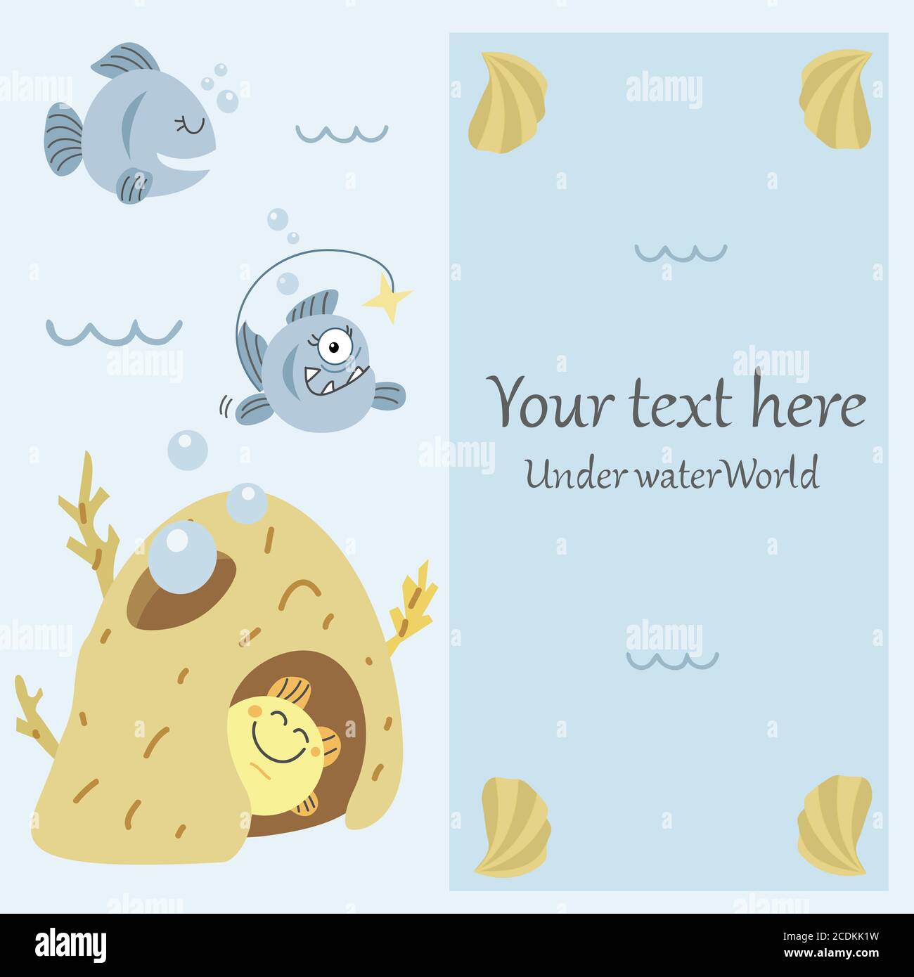 cartoon fish and fish house with elements Stock Vector Image & Art - Alamy