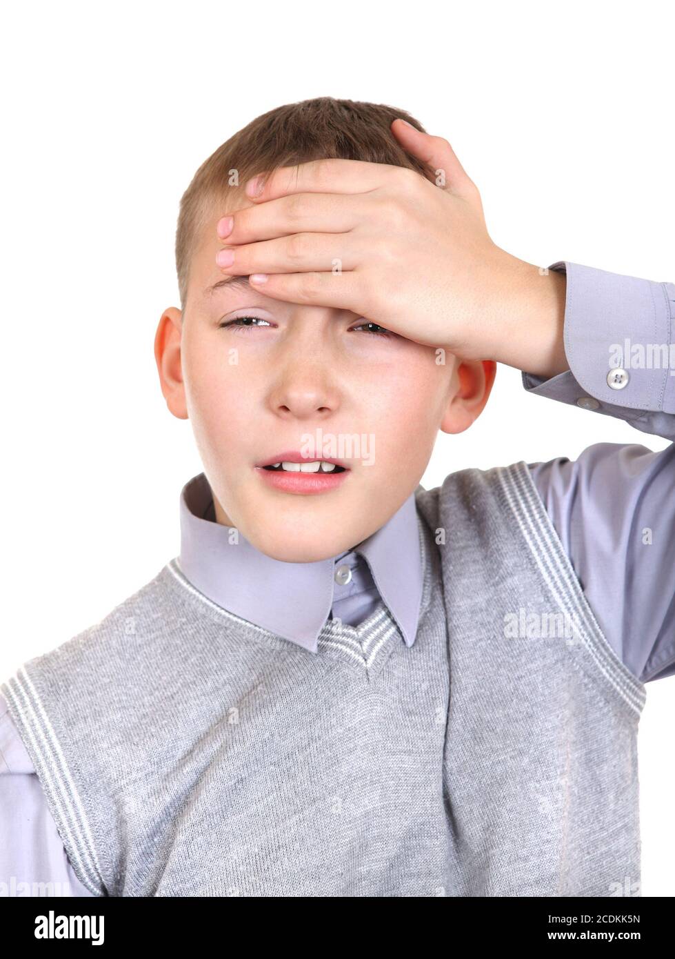 Boy feel headache Stock Photo - Alamy