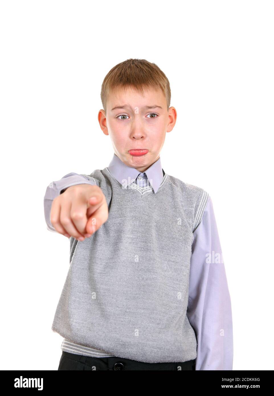 Boy Pointing Isolated Sad High Resolution Stock Photography and Images ...