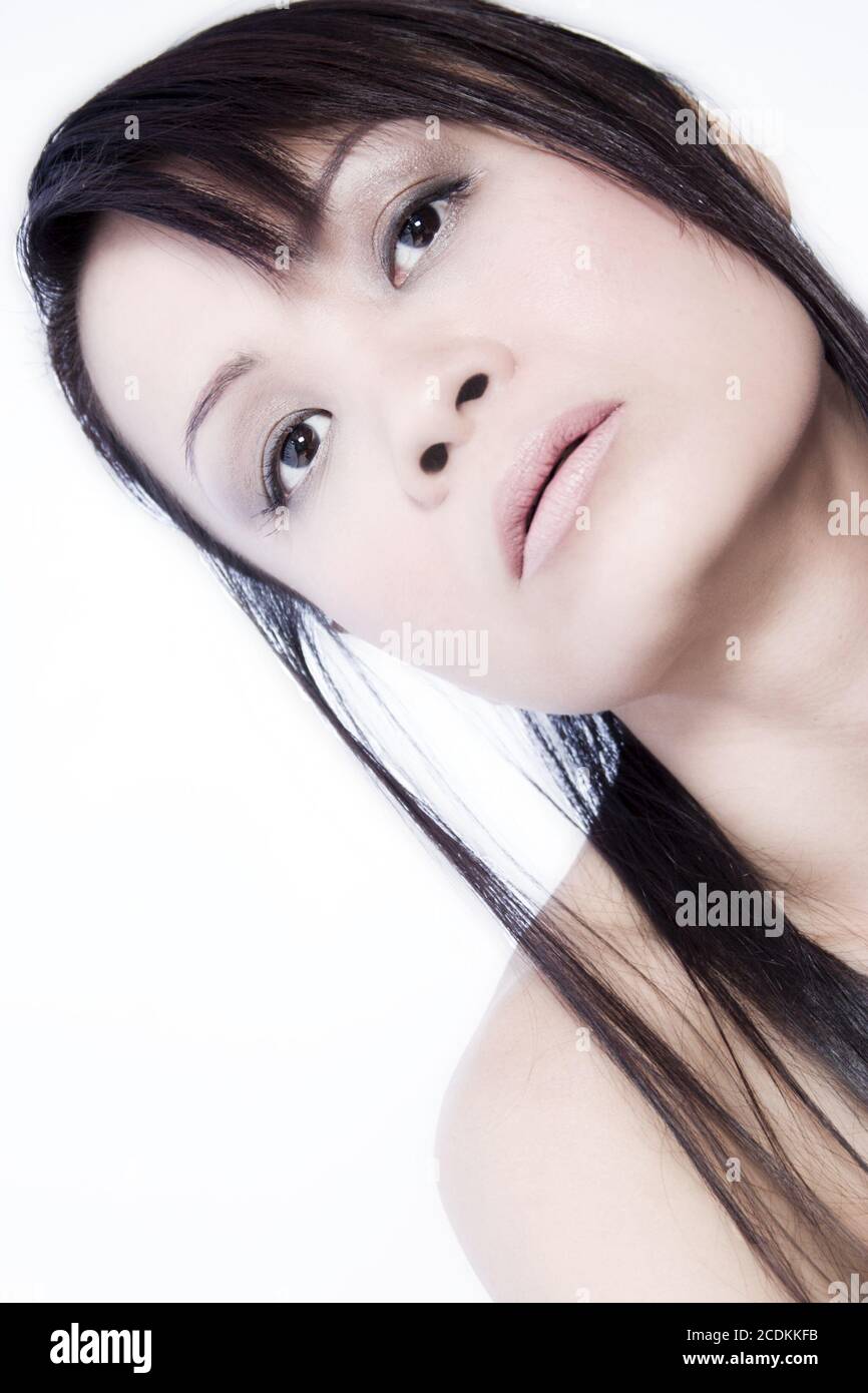 Asian Cool girl looking up Stock Photo - Alamy