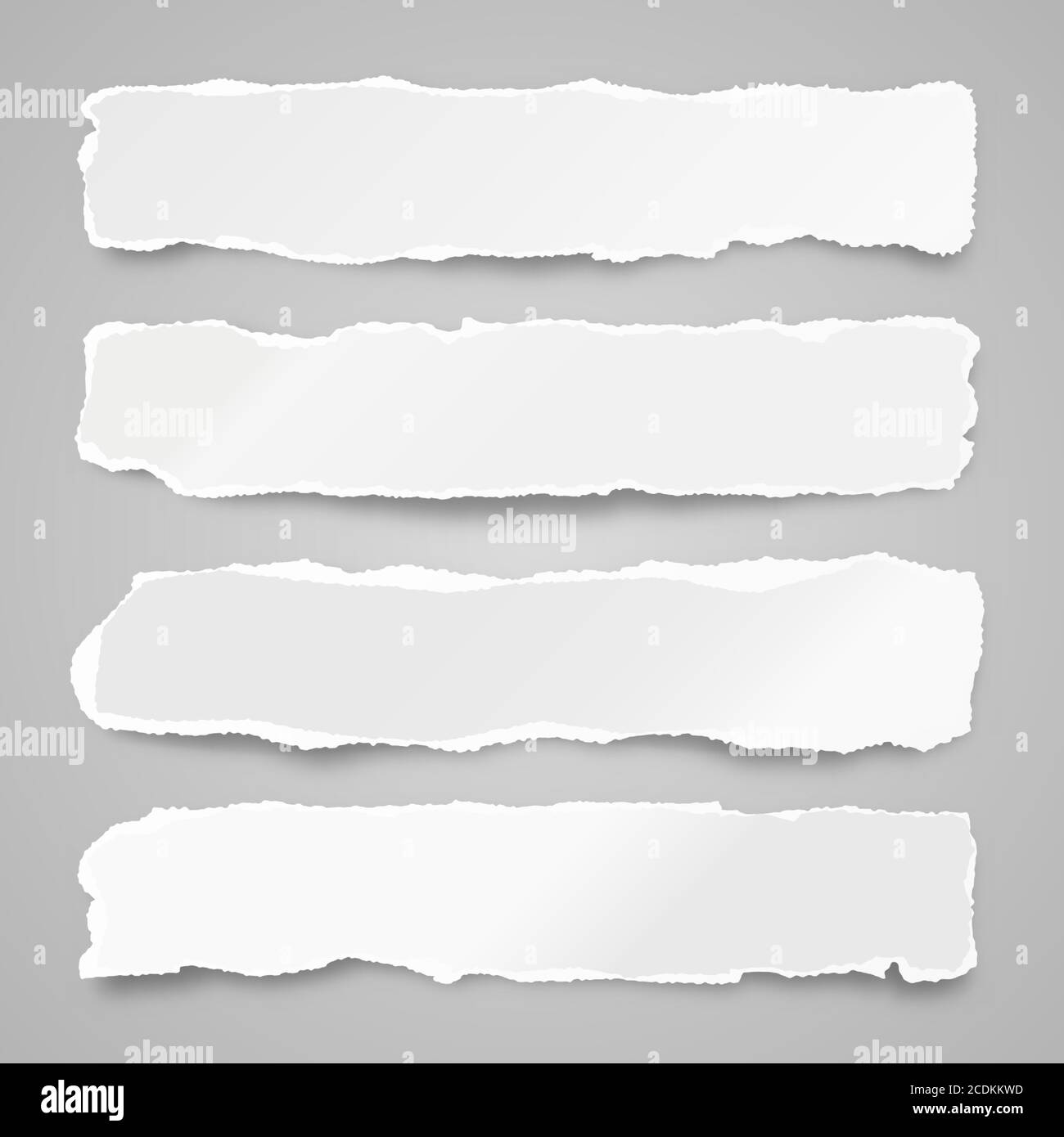 Ripped paper strips. Realistic crumpled paper scraps with torn edges ...