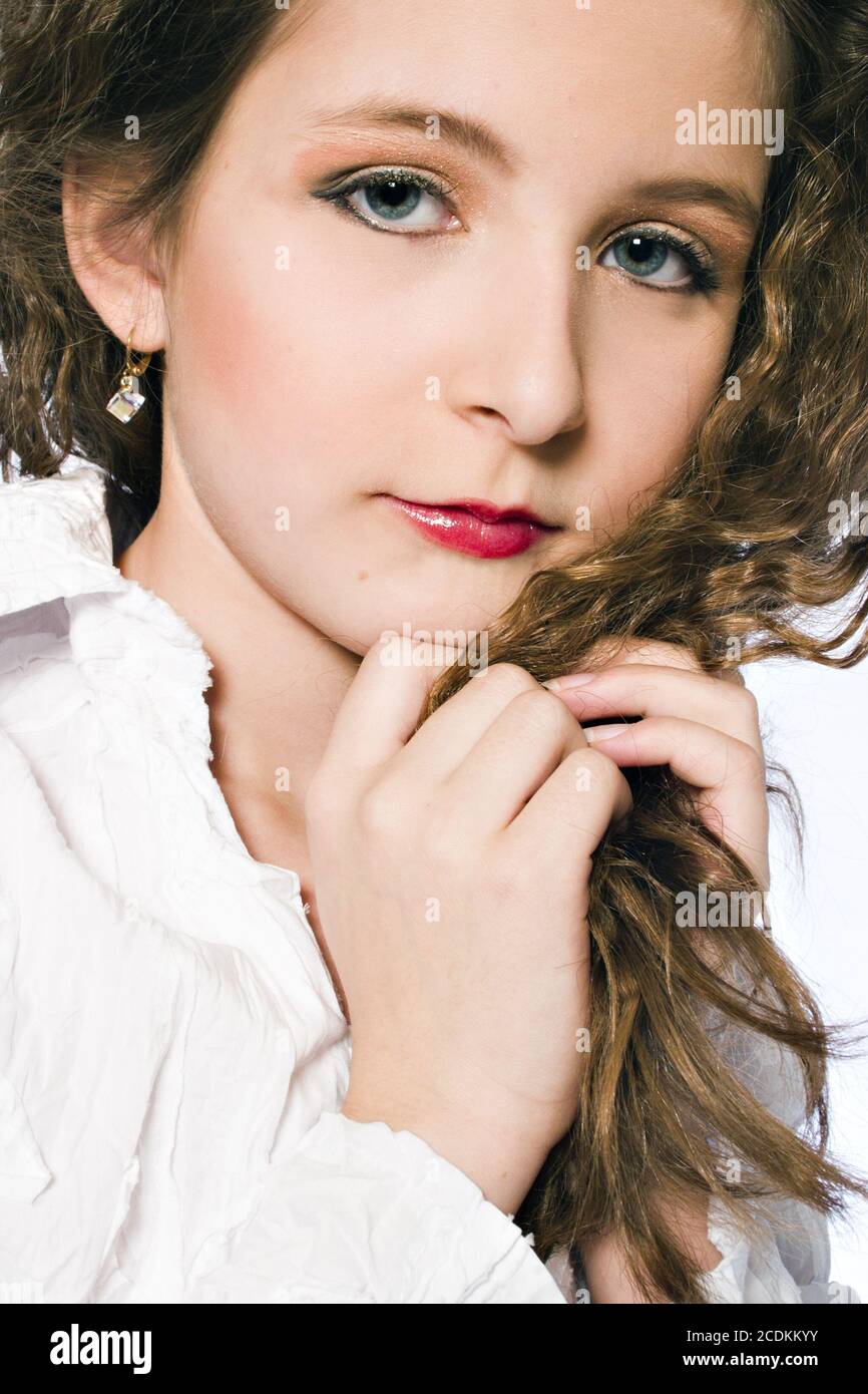 Child face close up hair hi-res stock photography and images - Alamy