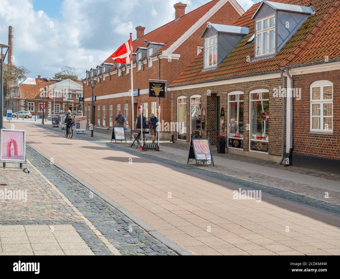 Amazing View of a Street in a business area in Ringkobing on a sunny ...