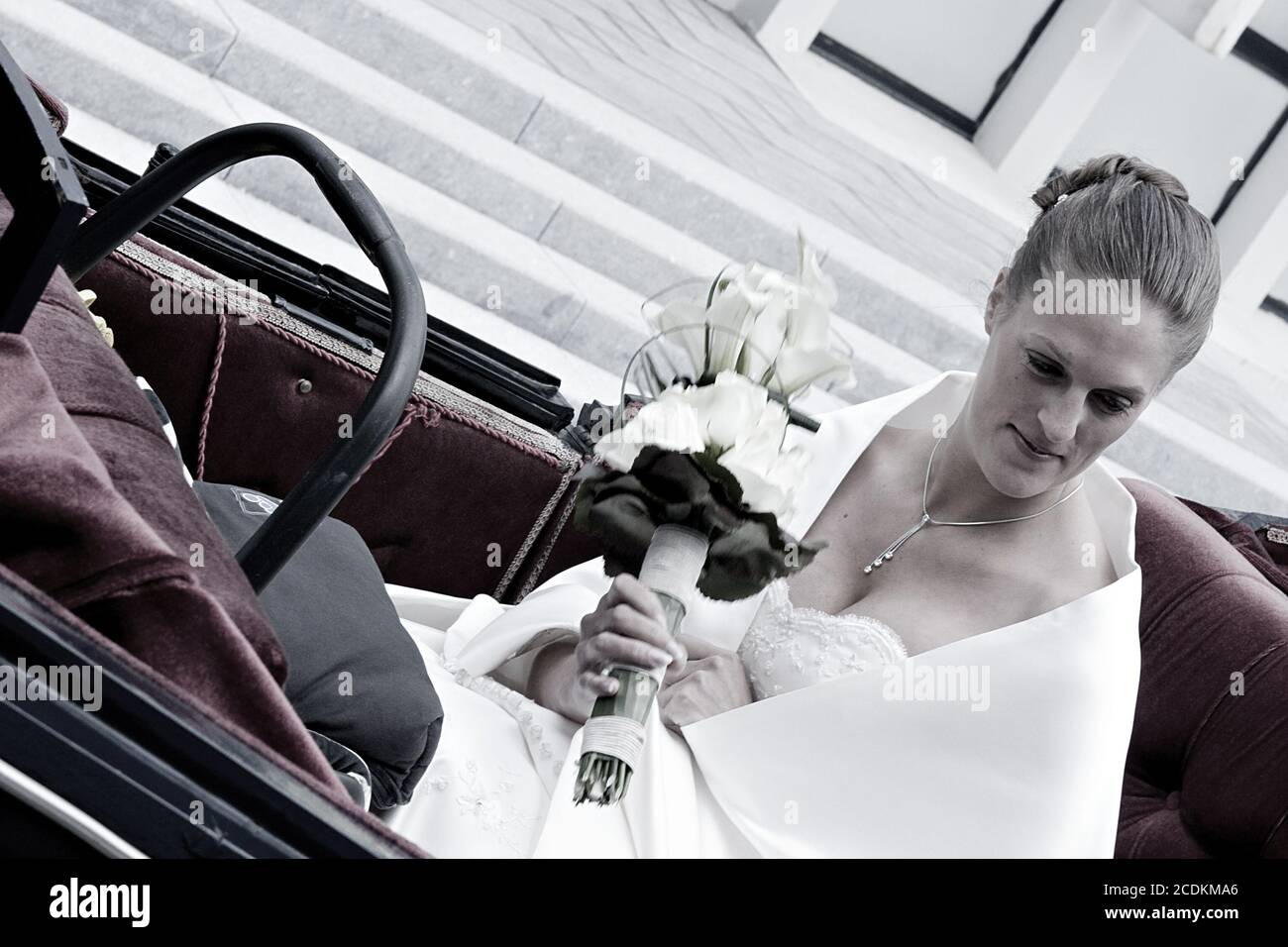 bride arriving in coach Stock Photo - Alamy