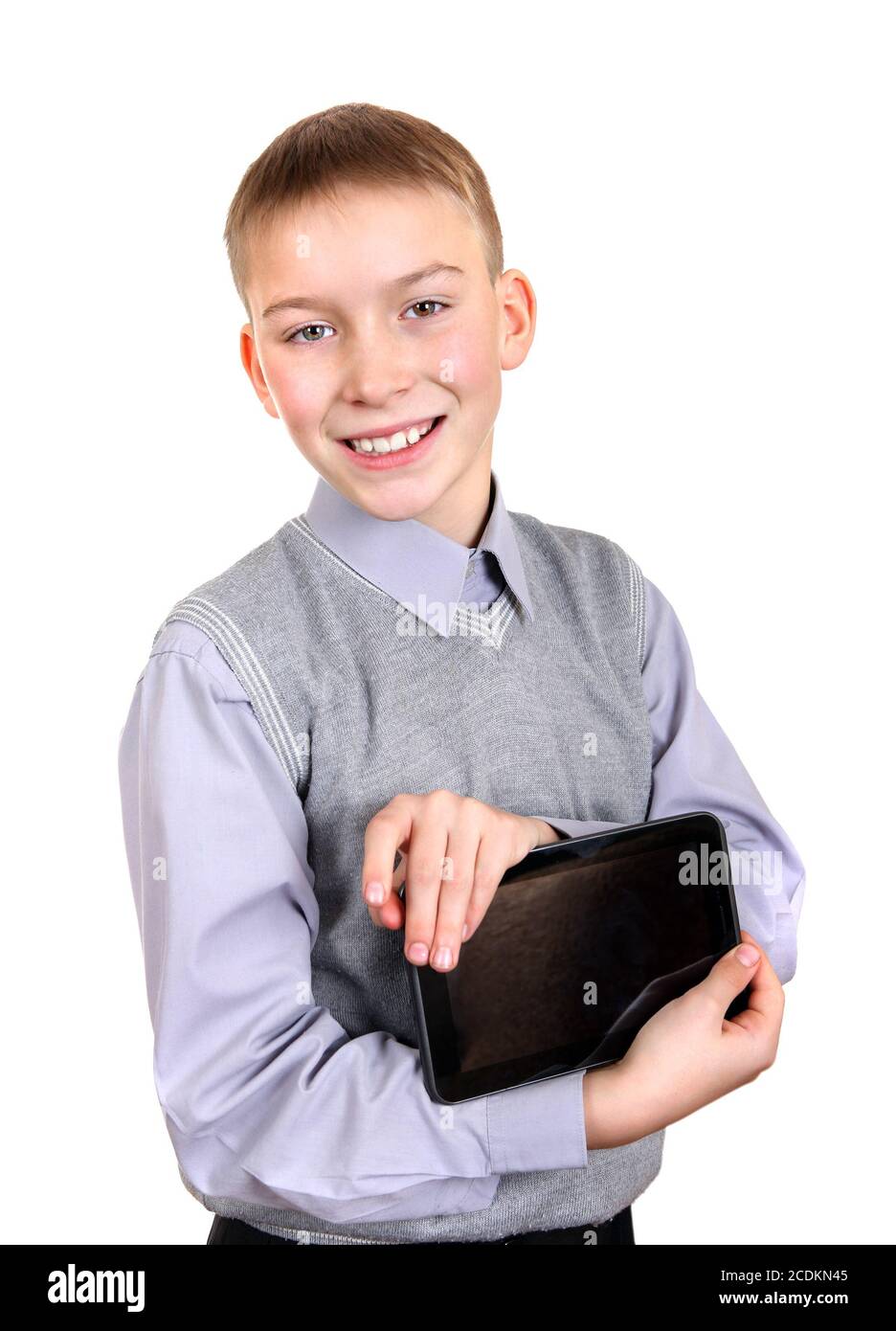 Teenager boy computer smile hi-res stock photography and images - Alamy