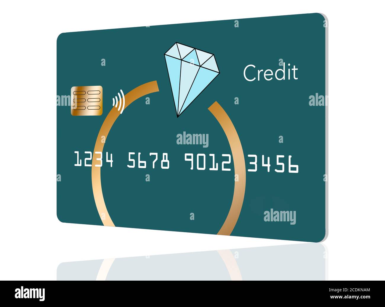 A credit card features a diamon engagment ring in the card design in ...