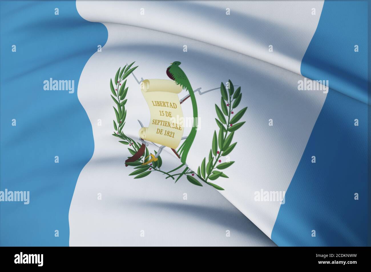 Waving flags of the world - flag of Guatemala. Closeup view, 3D ...