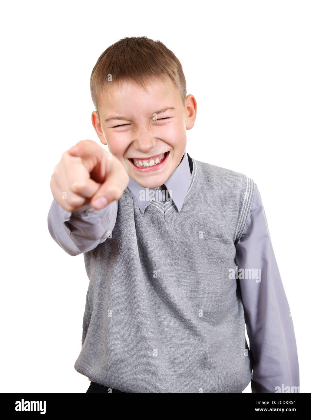 Boy pointing at You Stock Photo - Alamy