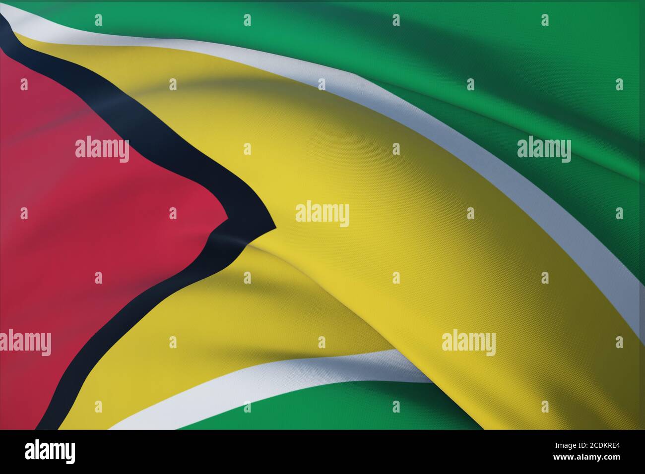 Waving flags of the world - flag of Guyana. Closeup view, 3D illustration Stock Photo - Alamy