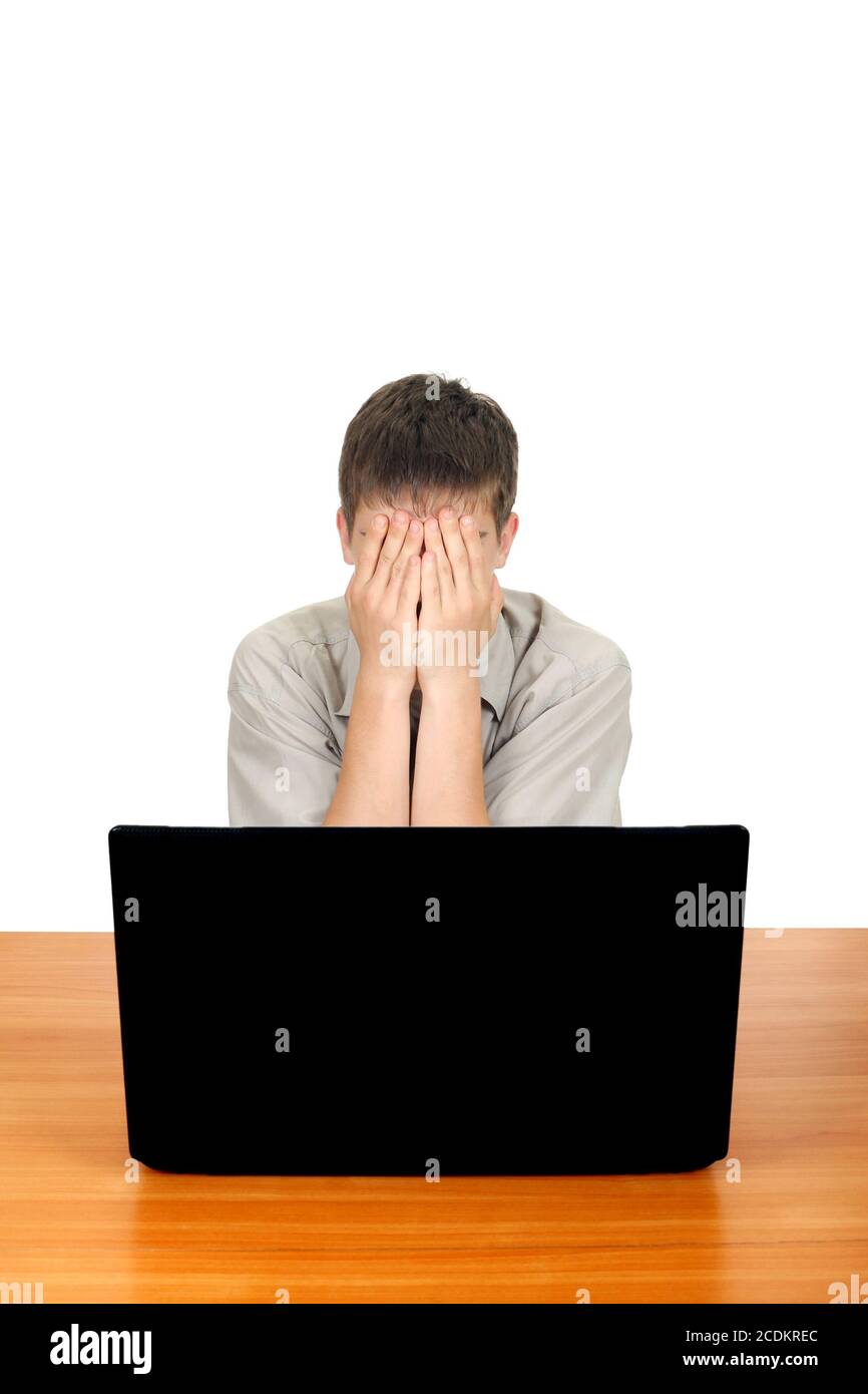 Sad face laptop hi-res stock photography and images - Alamy