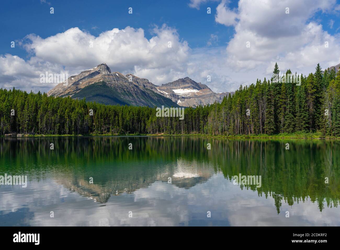 Herbert Lake reflections in Banff National Park, Icefields Parkway ...