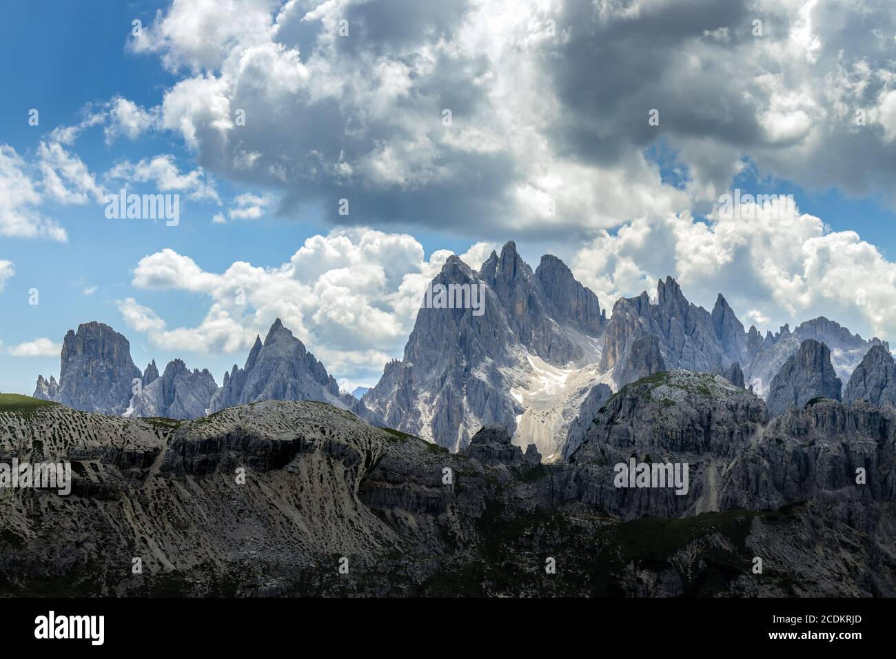 View of the Three Peaks in the Dolomites Stock Photo - Alamy