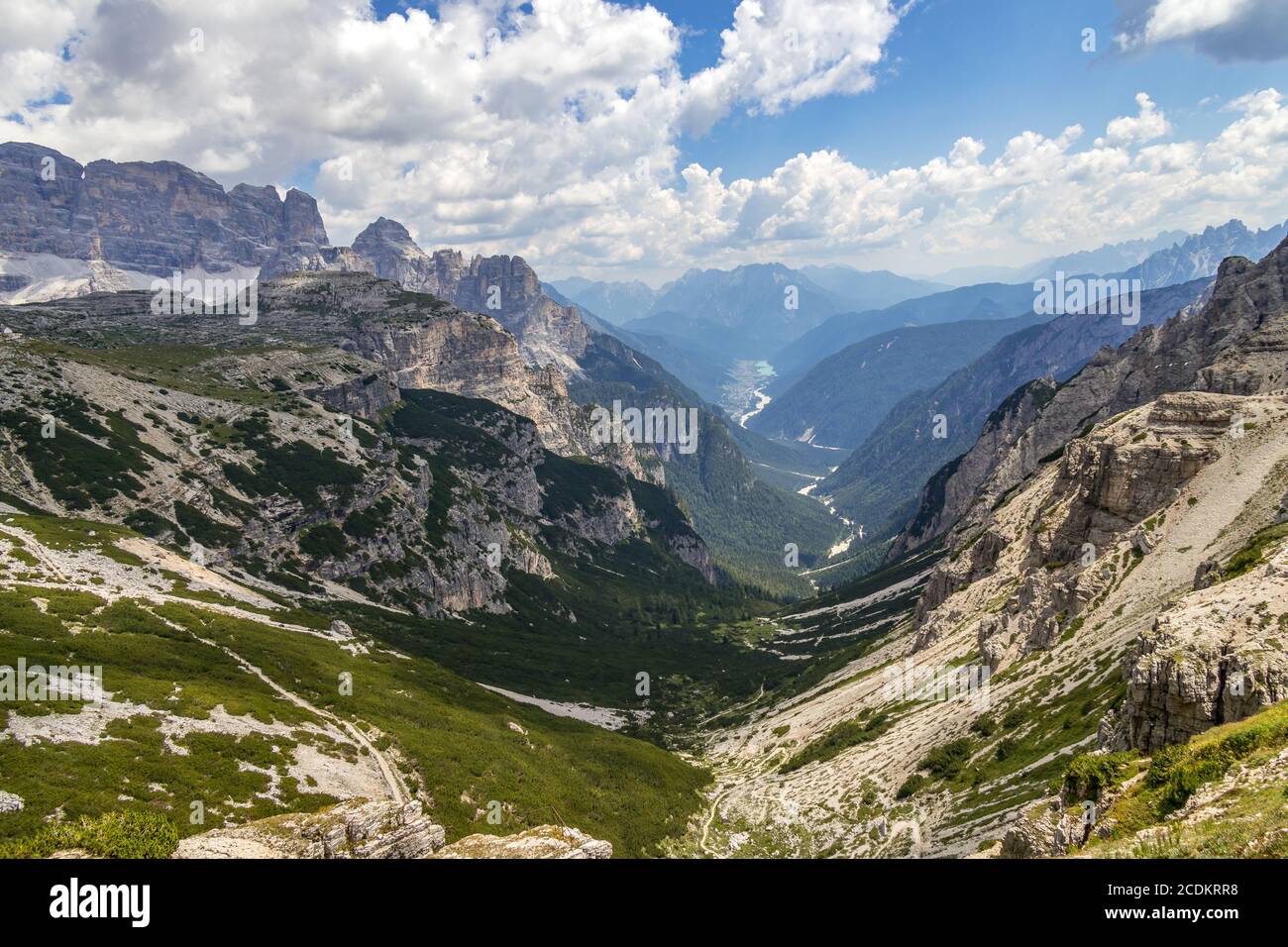 View near the Three Peaks in the Dolomites Stock Photo - Alamy