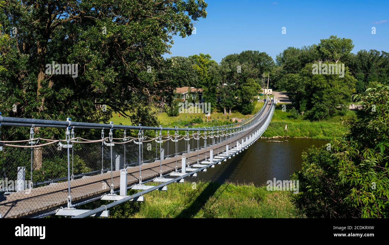 The famous swinging bridge at Souris, Manitoba, Canada Stock Photo - Alamy