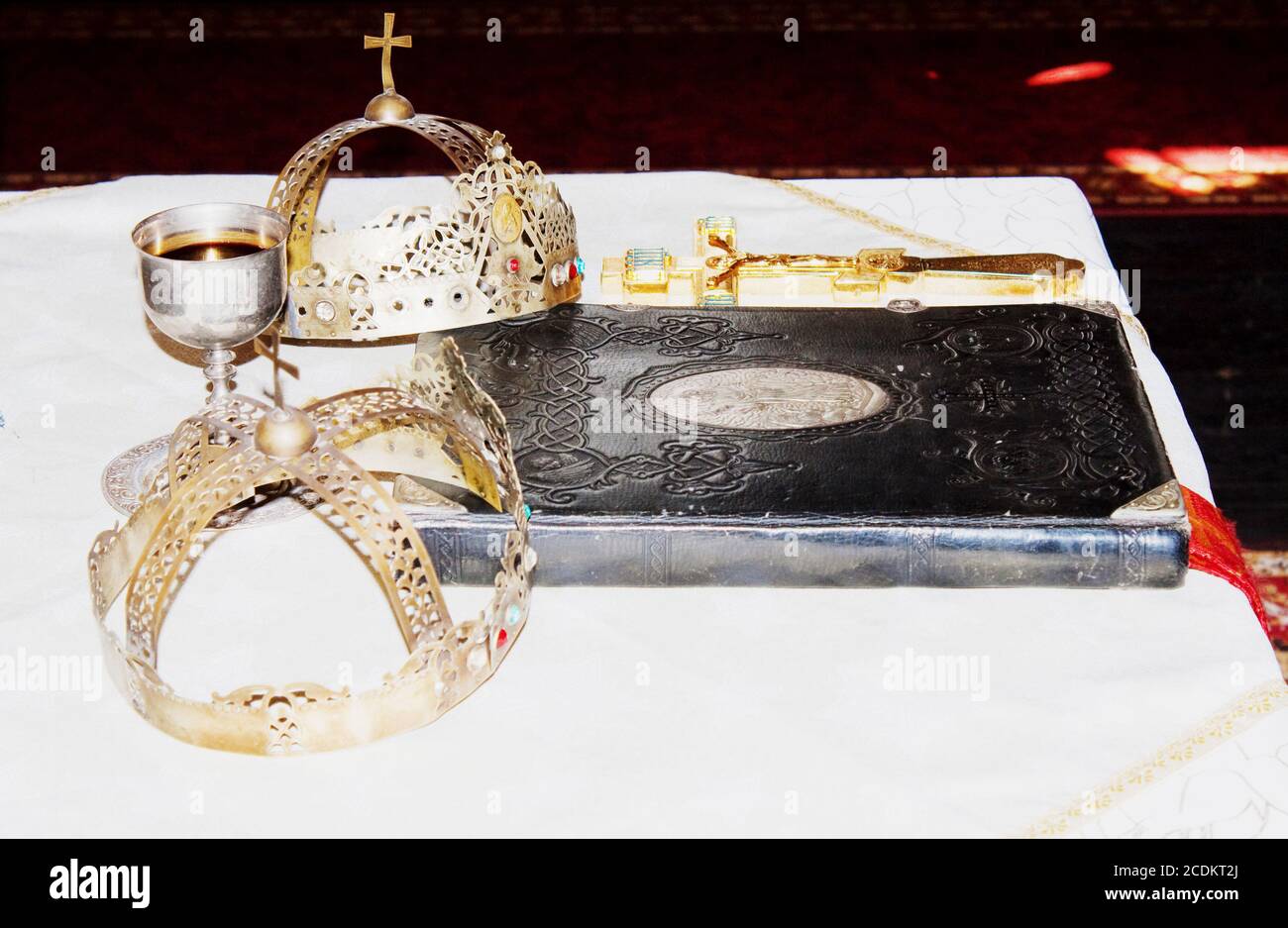 Ancient holy bible on old altar Stock Photo - Alamy