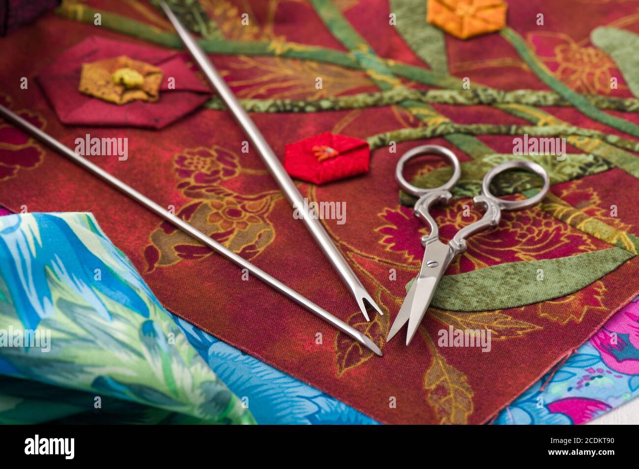 Special tools for fabric applique lying on the fragment Stock Photo - Alamy