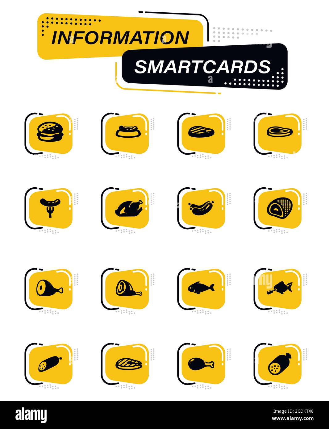 Meat and protein icons set Stock Vector Image & Art - Alamy