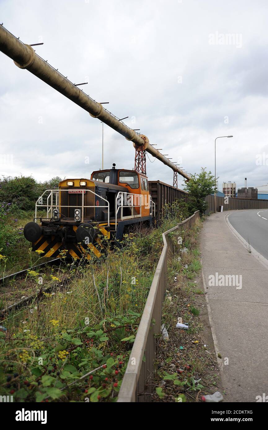 Tremorfa Steelworks locomotive shunting at the complex Stock Photo - Alamy