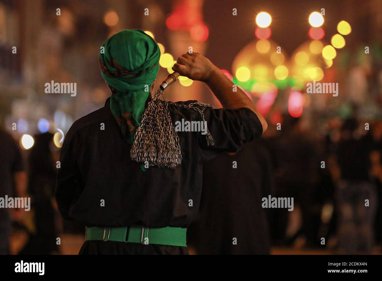 Baghdad, Iraq. 28th Aug, 2020. A Shia Muslim man self-flagellates with ...