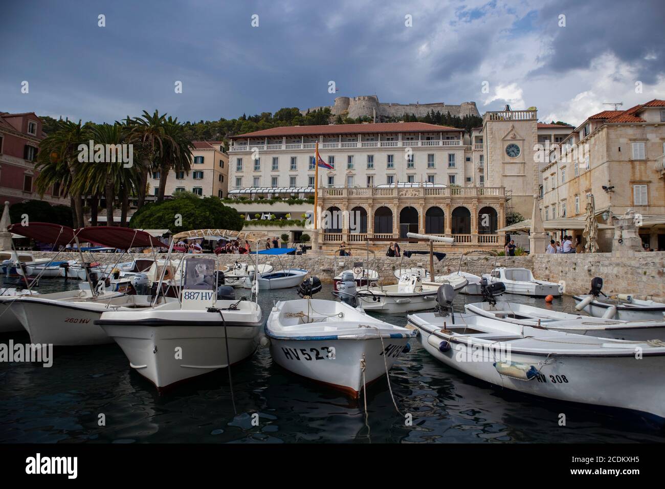 Hvar/Croatia-August 5th,2020: Beautiful Hvar town center and Spanish ...