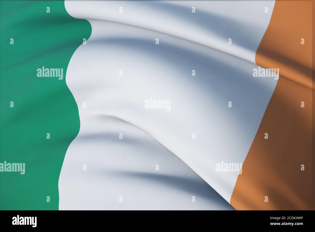 Waving flags of the world - flag of Ireland. Closeup view, 3D ...